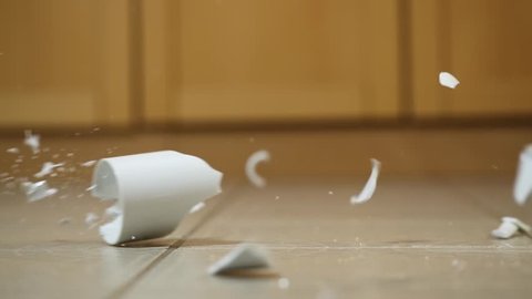 Cup Shattering On Kitchen Floor Falling Stock Footage Video (100% ...