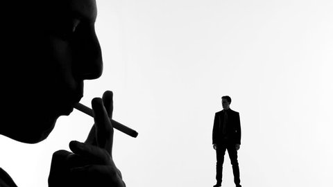 Shadow Male Smoking Cigarette Exhaling Smoke Stock Footage Video (100% ...
