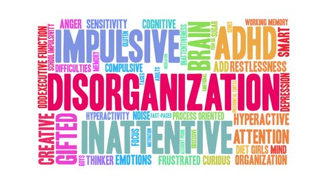 Disorganization Adhd Word Cloud On White Stock Footage Video (100% ...