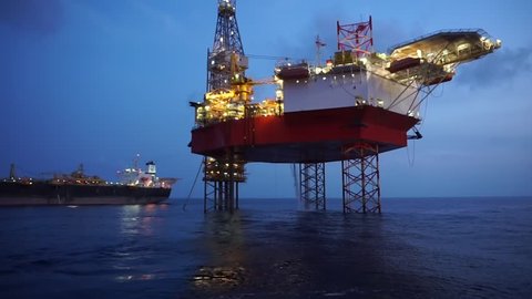 helicopter flying oil rig platform against Stock Footage Video (100% ...