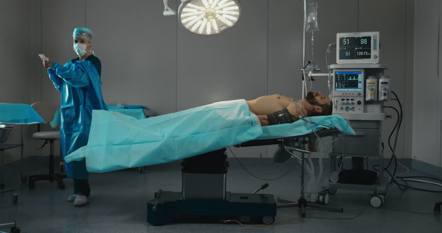 Dolly Wide Female Nurse Preparing Operating Stock Footage Video (100% ...