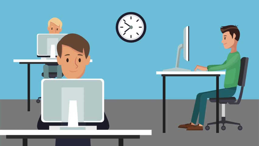 young workers office hd animation Stock Footage Video (100% Royalty ...