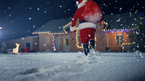 Santa Claus Carrying Red Bag Over Stock Footage Video (100% Royalty ...