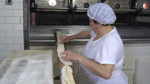 Traditional Italian Bakery Woman Baker Puts Stock Footage Video (100% ...