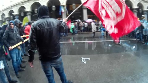 Turin Italymay 1 2017 Police Clashes Stock Footage Video (100% Royalty ...