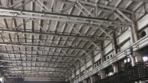 Old Industrial Grunge Hall Metal Structures Stock Footage Video (100% ...