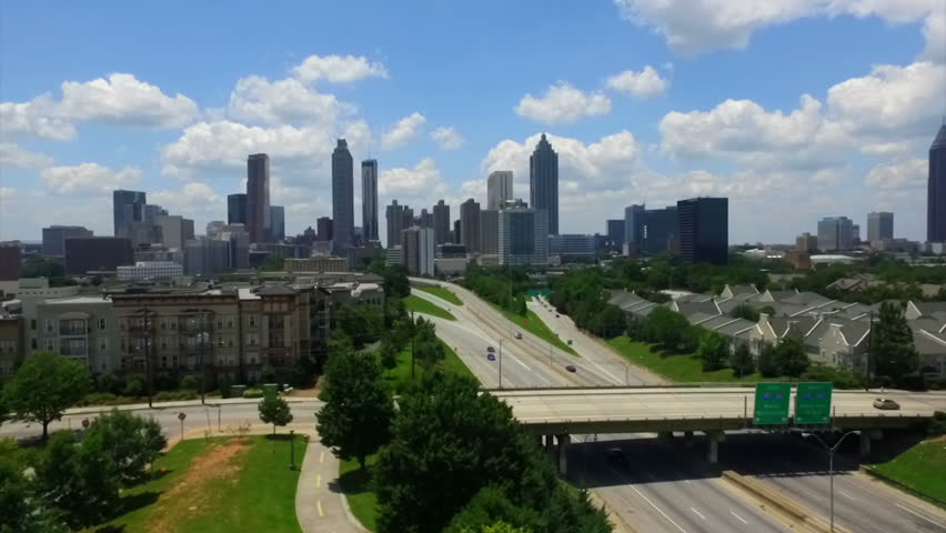 Skyline with lights and roads in Atlanta, Georgia image - Free stock ...