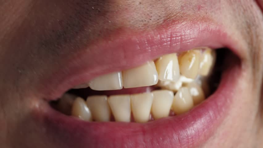 man chewing gum closeup on mouth Stock Footage Video (100% Royalty-free ...