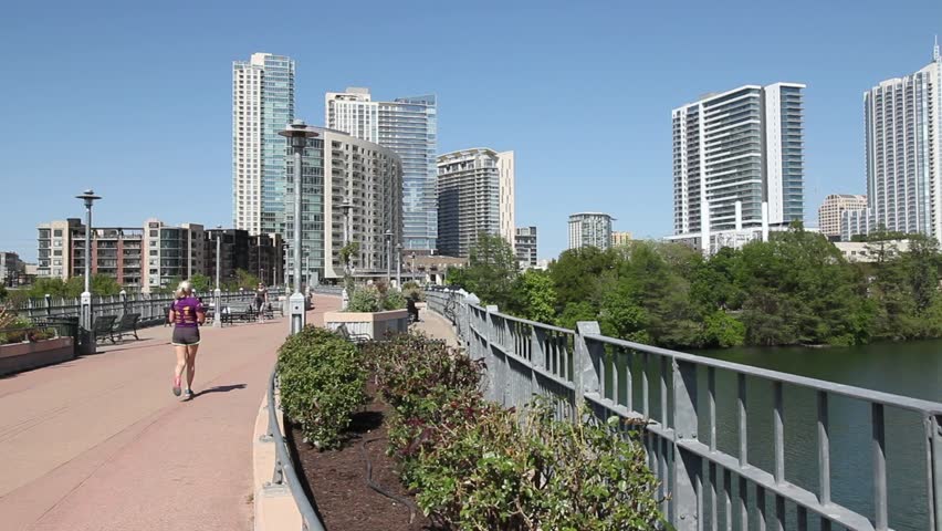 pedestrian bridge downtown timelapse austin texas Stock Footage Video ...