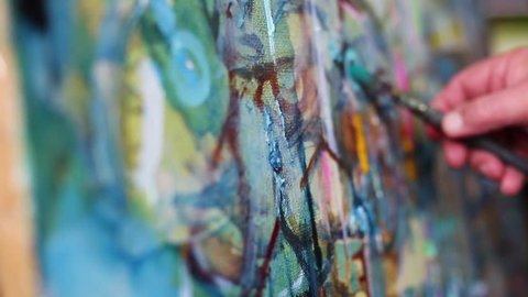 Closeup Shot Artist Hand Holding Paint Stock Footage Video (100% ...