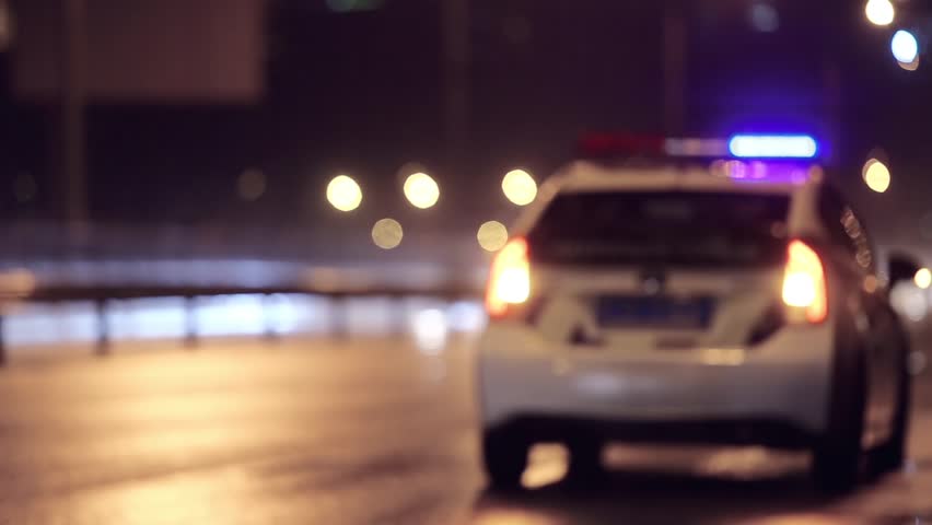 Police Car with Flashlights. Blurred Stock Footage Video (100% Royalty ...