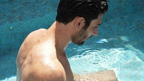 Handsome Man Splashing Water On Self Stock Footage Video (100% Royalty ...