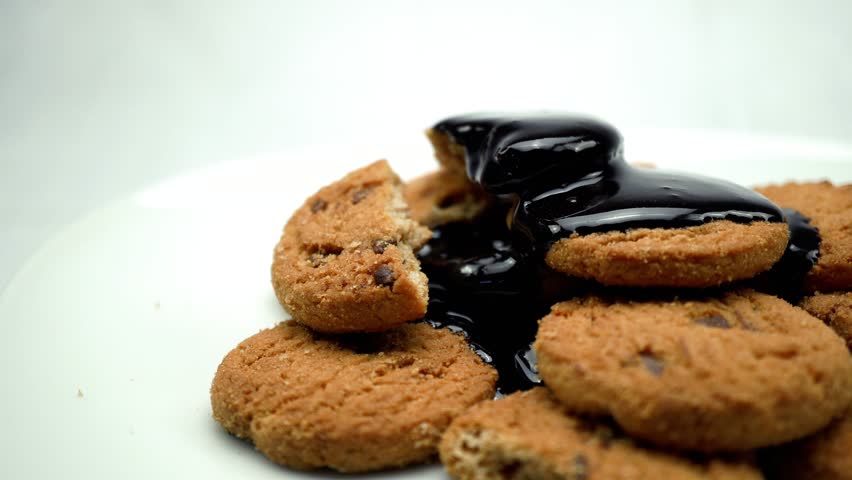 Fresh Chocolate Syrup Cookies On Stock Footage Video (100% Royalty-free ...