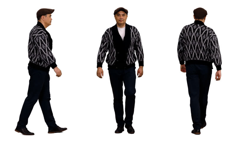 Flat man front back side view Stock Video Footage - 4K and HD Video ...