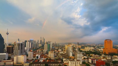 Aerial Time Lapse Beautiful Dramatic City Stock Footage Video (100% ...