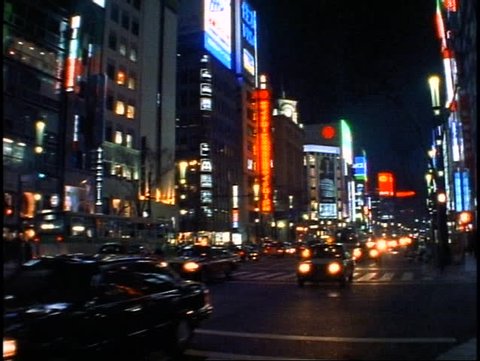 Japan 1999 Tokyo Ginza District Night Stock Footage Video (100% Royalty ...