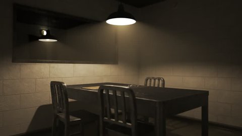 03390 Empty Dark Interrogation Room Oneway Stock Footage Video (100% ...