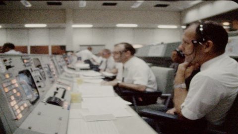 1960s Control Room Men Sit Computers Stock Footage Video (100% Royalty ...