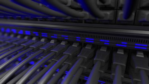 Closeup View Modern Internet Network Switch Stock Footage Video (100% ...