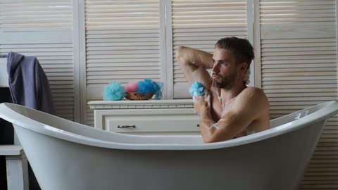 Young Handsome Man Relaxing Tub Man Stock Footage Video (100% Royalty ...