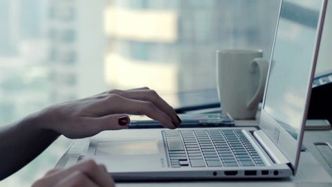 Bored Businesswoman Tapping Desk Fingers Office Stock Footage Video ...