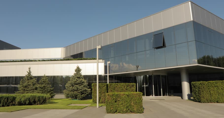 exterior modern office factory building industrial Stock Footage Video ...
