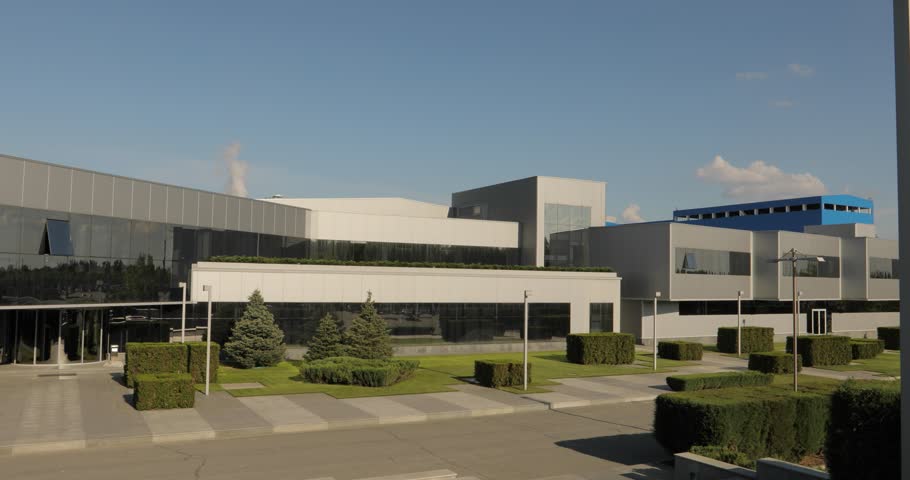 exterior modern office factory building industrial Stock Footage Video ...