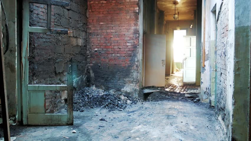 Interior of Burnt By Fire Stock Footage Video (100% Royalty-free ...