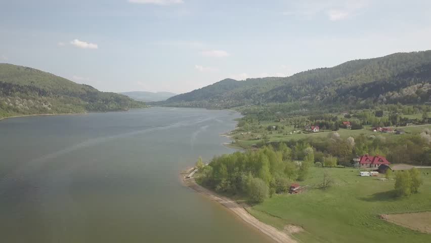 panorama lake bird's eye view central Stock Footage Video (100% Royalty ...