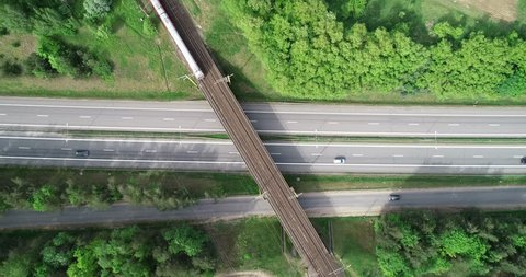 Aerial Straight Down View Passenger Train Stock Footage Video (100% ...