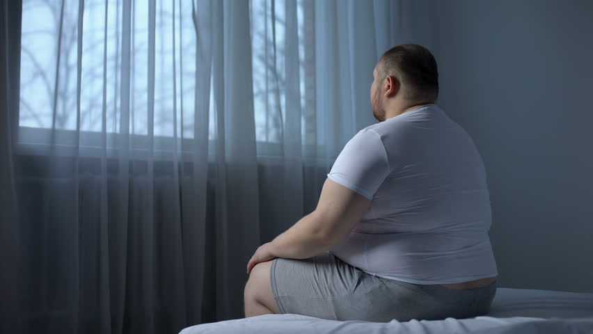 fat man stretching back muscles feeling Arkivvideomateriale (100 % ...