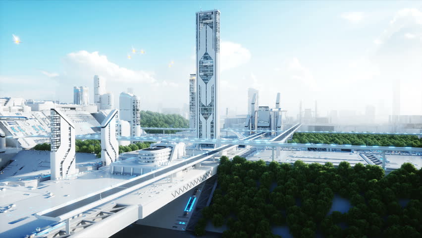 Futuristic City, Town. the Concept Stock Footage Video (100% Royalty ...