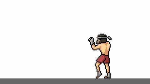 Animation Pixel Art Muay Thai Fighter Stock Footage Video (100% Royalty ...