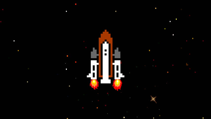 ship 8 bit shuttle space pixel Stock Footage Video (100% Royalty-free ...
