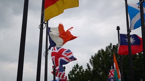 International Flags Waving Slow Motion Stock Footage Video (100% ...