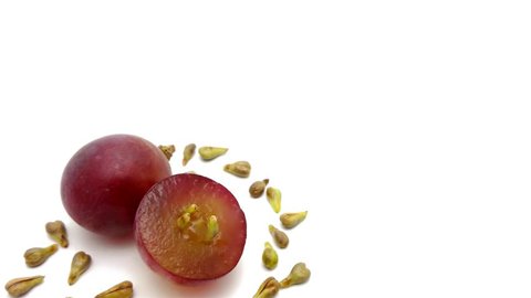 Whole Slice Red Grape Seeds Isolated Stock Footage Video (100% Royalty ...