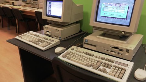 Polandkatowice Circa 2018 Old School Computer Stock Footage Video (100% ...