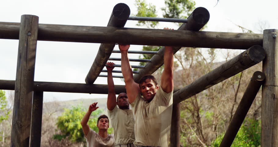 military soldiers climbing monkey bars boot Stock Footage Video (100% ...