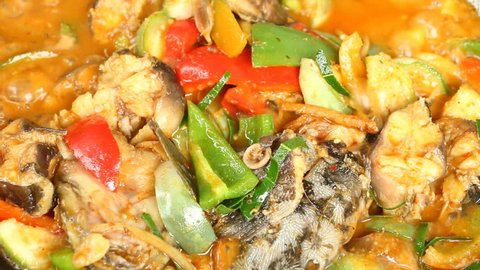 cooking sweet sour fried pork pad-prew-wan Stock Footage Video (100% ...