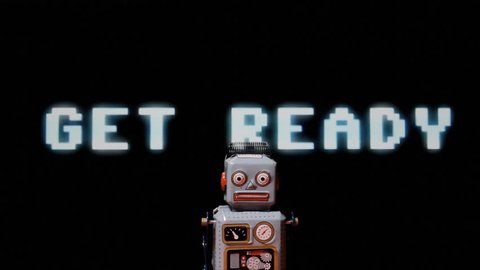 Neurotic Tin Toy Robot Walking Over Stock Footage Video (100% Royalty ...