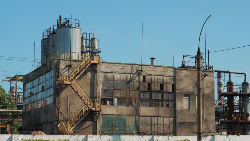 old russian industrial factory exterior building Stock Footage Video ...