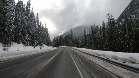 Driving Stevens Pass Highway 2 Avalanche Stock Footage Video (100% ...
