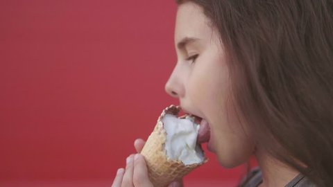 Pretty Baby Girl Kid Eating Slow Stock Footage Video (100% Royalty-free ...