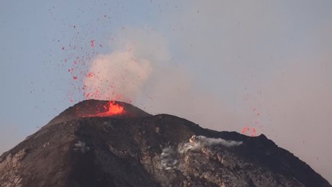 Guatemalan Volcano Fuego Spitting Lava Stock Footage Video (100% ...