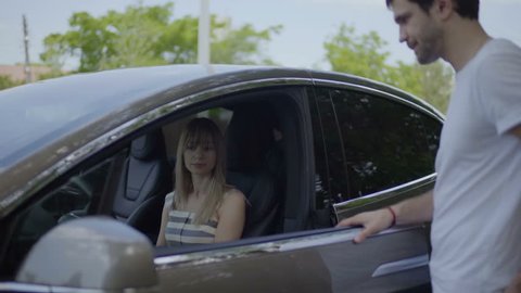 Young Girl Car Saying Goodbye Her Stock Footage Video (100% Royalty ...