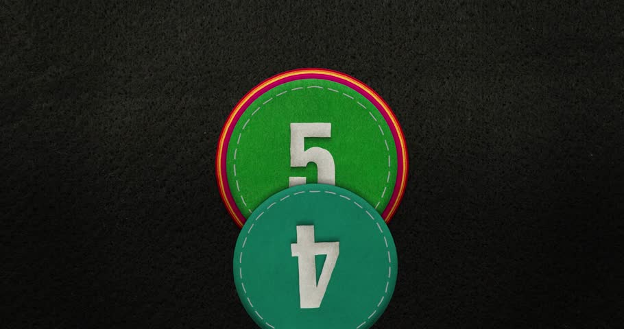 Countdown Stop-motion-animation. 10 Seconds. Felt Stock Footage Video ...