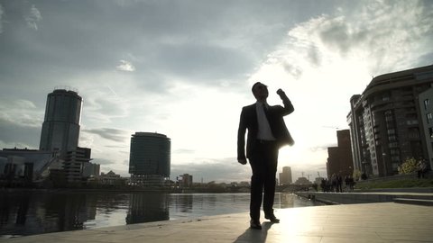 Vision Concept Successful Businessman Standing Hands Stock Photo ...