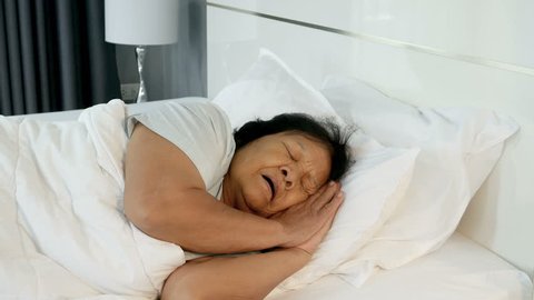 4k Old Woman Sleeping Snore On Stock Footage Video (100% Royalty-free ...