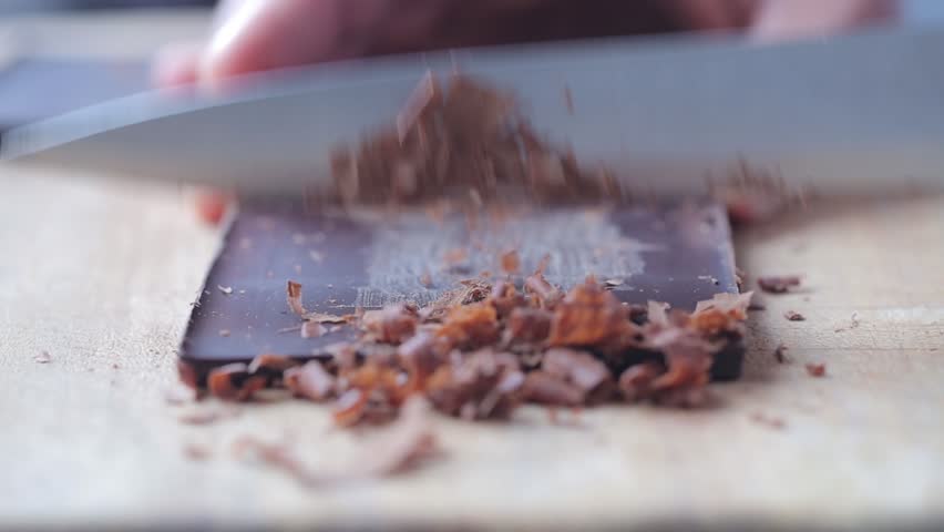 Confectioner is Scraping Chocolate Bar Stock Footage Video (100% ...