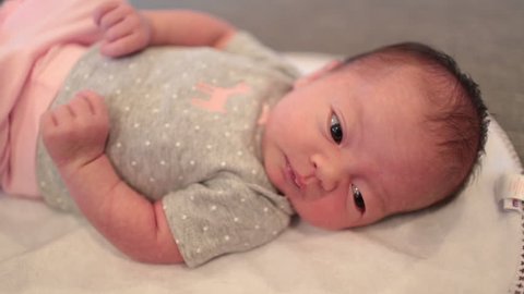 Newborn Baby Girl Wiggling Yawning Stock Footage Video (100% Royalty ...